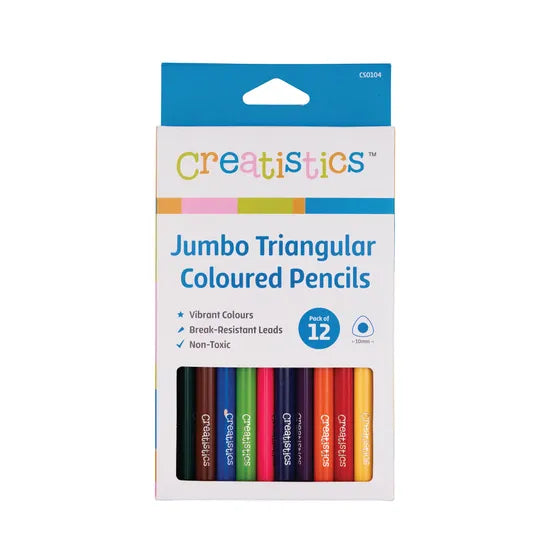 Creatistics Jumbo Coloured Triangular Pencils - Pack of 12