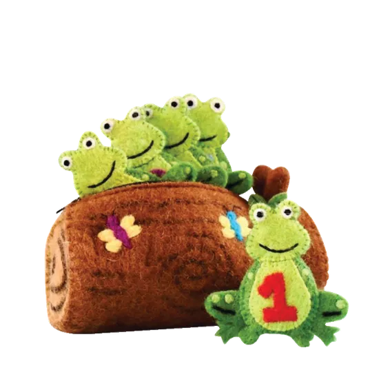 5 Little Speckled Frogs + Log Finger Puppet Set | Modern Teaching Aids NZ